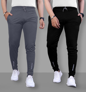 Pink Formal Solid Men Black, Grey Track Pants - Buy Pink Formal Solid ...