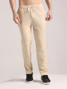 INDICLUB Self Design Men Beige Track Pants - Buy INDICLUB Self Design ...