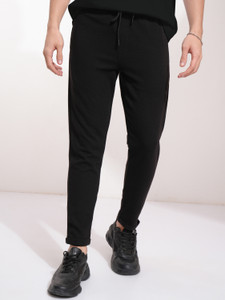 HIGHLANDER Popcorn Structured Solid Men Black Track Pants - Buy ...