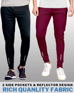 Sportzone Solid Men Black, Maroon Track Pants - Buy Sportzone Solid Men ...