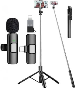 GADGETSWEAR (Combo with Wireless Mic) Selfie Stick with Tripod, 360 ...