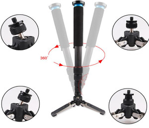 Lyla Portable Aluminum 3 Legs Monopod Base Stand for Canon Nikon DSLR ...