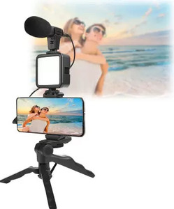 Cloke Mobile Vlogging Kit with Microphone Tripod Stand and LED Light ...