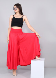 Globish Girl Flared Women Red Trousers - Buy Globish Girl Flared Women ...