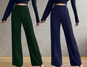 Kintu Parantu Regular Fit Women Green, Blue Trousers - Buy Kintu ...