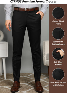 CYPHUS PREMIUM Slim Fit Men Black Trousers - Buy CYPHUS PREMIUM Slim ...