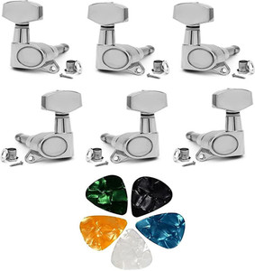 DawnRays Single Screw Guitar Tuning Keys( 3L + 3R) With 5 Picks For ...