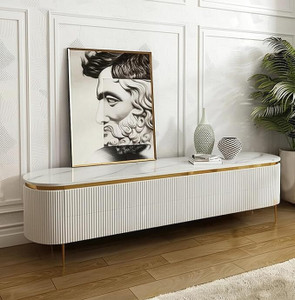 PAAMWOOD Luxury Mazzo Modern TV Console - White Marble Top, Gold ...