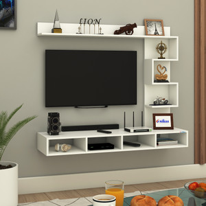 ANIKAA Laura Wall-Mount TV Unit Cabinet with Storage Box & Decorative ...