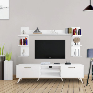 Spyder Craft Matte Finish A9 TV Unit with Wall Shelf Engineered Wood TV ...