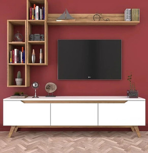 Spyder Craft Matte Finish D3 TV Unit with Wall Shelf Engineered Wood TV ...