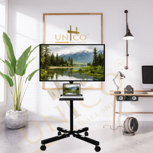 Unico Adjustable Single Pipe Floor TV Stand Trolley with Wheels Full ...