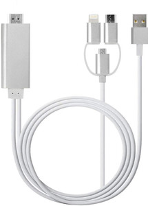 microware TV-out Cable 3 in1 HDMI Adapter Type-C/Lightning/Micro USB to ...