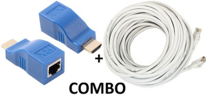 TERABYTE TV-out Cable HDMI Extender BY LAN Cable TX/RX Adapter + 11 M ...