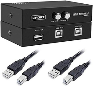 XIKKART TV-out Cable 2 Port USB Switch Box USB 2.0/ Hub for Printer ...