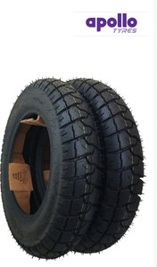 APOLLO TYRES 90/100-10 S4 tubeless tyre pair front & rear 90/100-10 ...