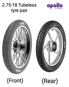 APOLLO TYRES 2.75-18 F7/2.78-18 R1 TUBELESS TYRE PAIR 2.75-18 Front ...
