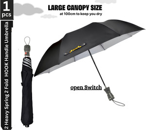 AMACO 2Fold Black Silver Umbrella Switch Opening - Pack of 1 Umbrella ...