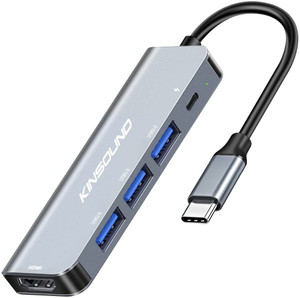 Kinsound USB C Hub 5 in 1 Type C Dongle Multiport Adapter with 4K HDMI ...
