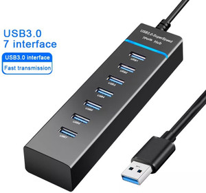 FKU 7 Port USB 3.0 Hub USB Splitter with Long Cable 6 inch for Laptop ...