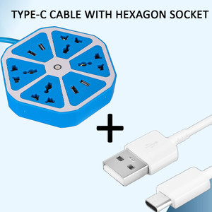 Zohlo Multi Plug Extension Socket With Type-C Cable USB Power Extension ...