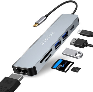 Bestor 6 port wired USB-C hub 1xHDMI port, 1xTF slot, 1xSD slot, 2xUSB ...