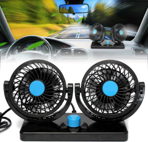 AutoBizarre Electric Car Cooling Fan 360° Manual Rotatable Dual Heads 2 ...