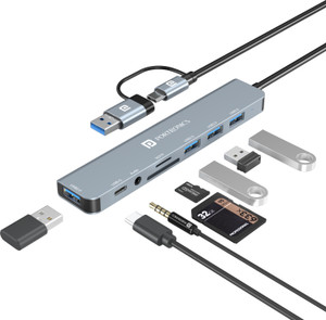 Portronics Mport 8 Plus Dual Hub (Type C & USB, 8-in-1) with AUX, USB ...