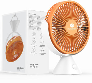 HOMEBASIC Rechargeable Mini Desk Fan 3-Speed 2400 RPM Brushless Motor ...