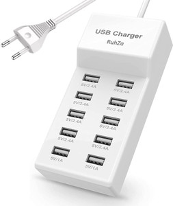 RuhZa 60w12A 10 Ports Multiple Charging Block/Power USB Strip for ...