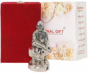 INTERNATIONAL GIFT Silver Plated Sai Baba Idol Statue With Box & Bag ...