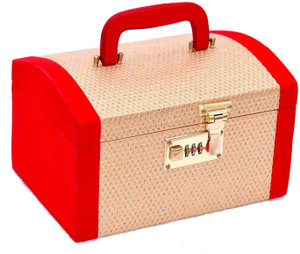 Singaardani Wodden Vanity Box Diamond With Red Velvet Travel Vanity Box ...