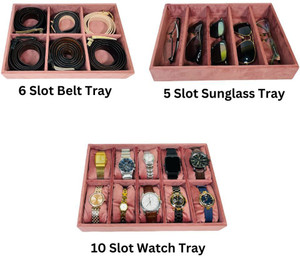 la trove Set Of 3 Luxury Velvet Trays| Storage Trays For Watch, Belt ...
