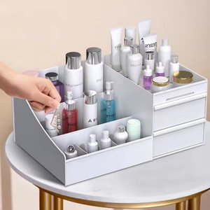 Dealdona Makeup Desk Cosmetic Storage Box with 2 Drawer 7 Compartment ...