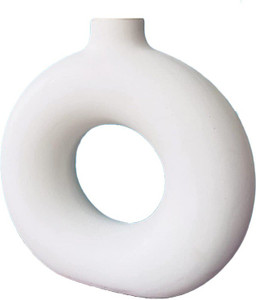 CRaFTghar Donut Vase White, Ceramic Pot & flower vase for home decor ...