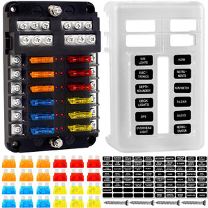 ELEPHANTBOAT 12V Vehicle Blade Fuse Kit 12 Way Circuit Fuse Panel ...