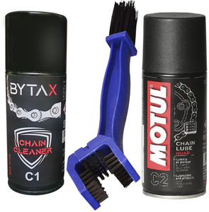 MOTUL C2 CHAIN LUBE AND BYTA X C1 CHAIN CLEANER WITH CHAIN CLEANER ...