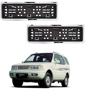 After cars Number Plate Chrome Frame (Front & Rear) for Tata Safari ...