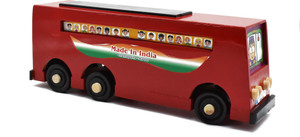 justhandmade Wooden Bus With Rolling wheel Pull Along Toy for Kids ...
