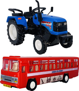 Wishmaster Set of 2 Combo Farm Tractor + City Bus Toys for Kids - Set ...