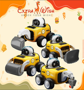Extrawish 4 Pcs SPACE Construction Push & Go Friction Toy Car Set For ...