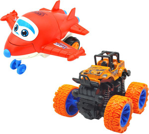 Jo Baby Unbreakable Friction Powered Toy Set of Robot Plane & Monster ...