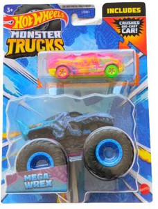 HOT WHEELS MONSTER TRUCKS MEGA WREX INCLUDES CRUSHED DIE CAST CAR ...