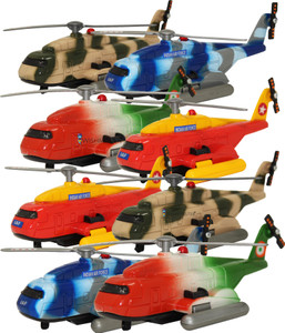 Giftary Small Size Pack of 8 Pc Rescue Helicopter Pull Back & Go Action ...