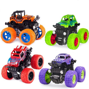 KELOSK 4 Pcs Push and Go Mini Monster Truck Toys Stunt Birthday Gift ...