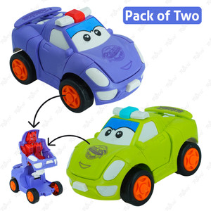 Toyco Convertible from Car to Robot Friction Powered Toy Combo Car Set ...