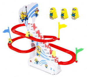 FIDDLERZ Stair Climbing Race Track Slide Toy for Kid 3 Cartoon & 3 Flag ...