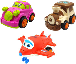 Jo Baby Unbreakable Friction Powered Toy Set of Car, Train & Robot ...