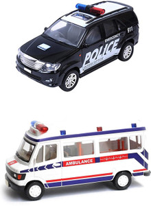 Kidsaholic Combo of Interceptor Fortune Pull Back Car and Ambulance Toy ...
