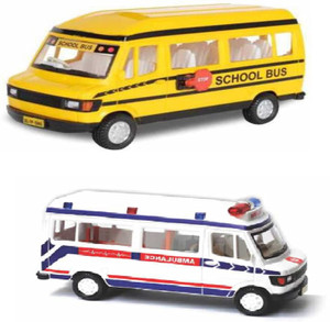 VJMART Ambulance and School Bus Toy for Kids Openable Tail gate ...